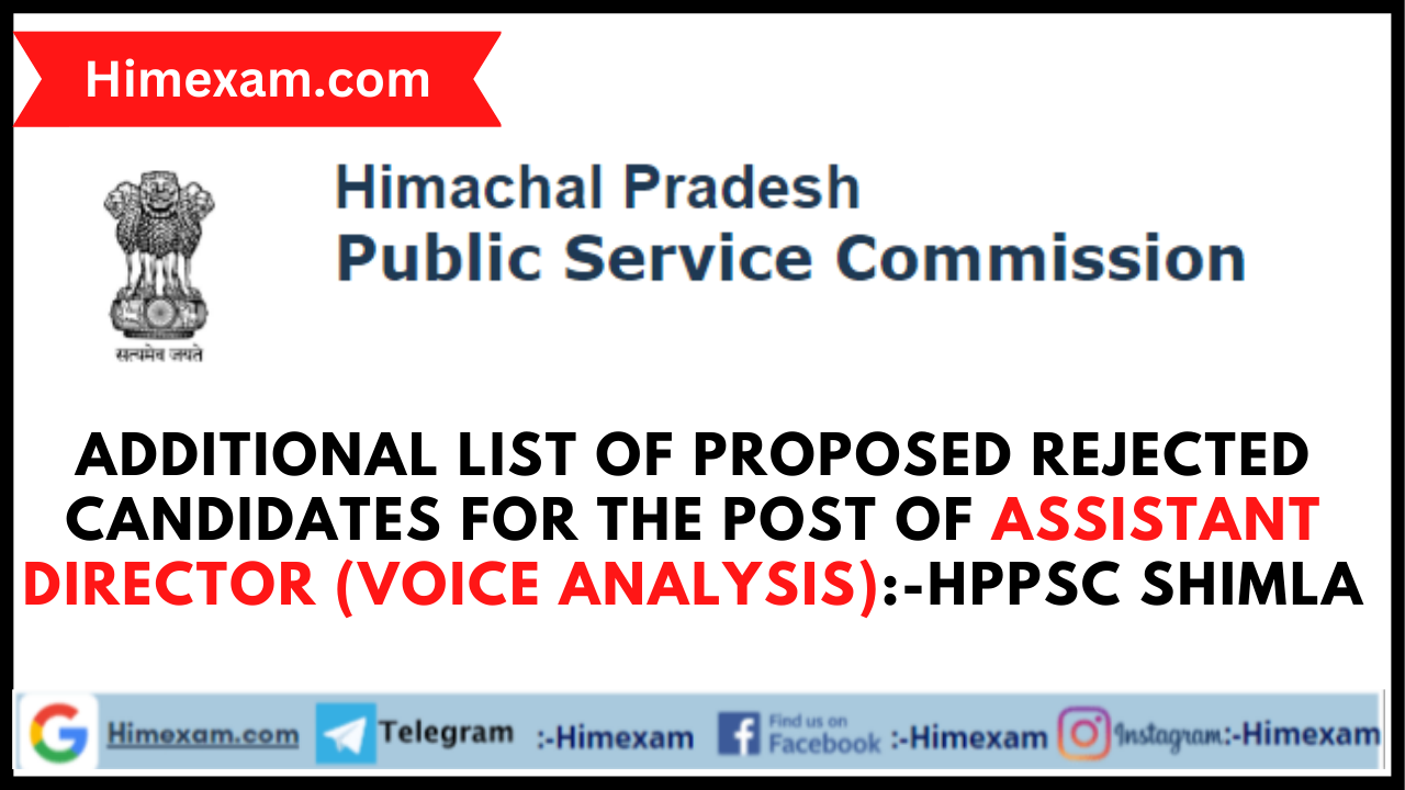 Additional list of proposed rejected candidates for the post of ... Additional list of proposed rejected candidates for the post of ...